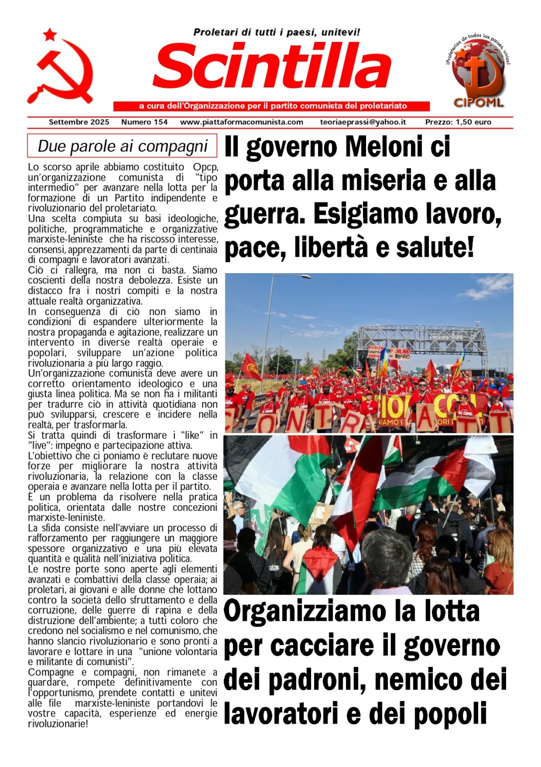 Scintilla n. 154 – settembre 2025 – Organizzazione per il partito ...