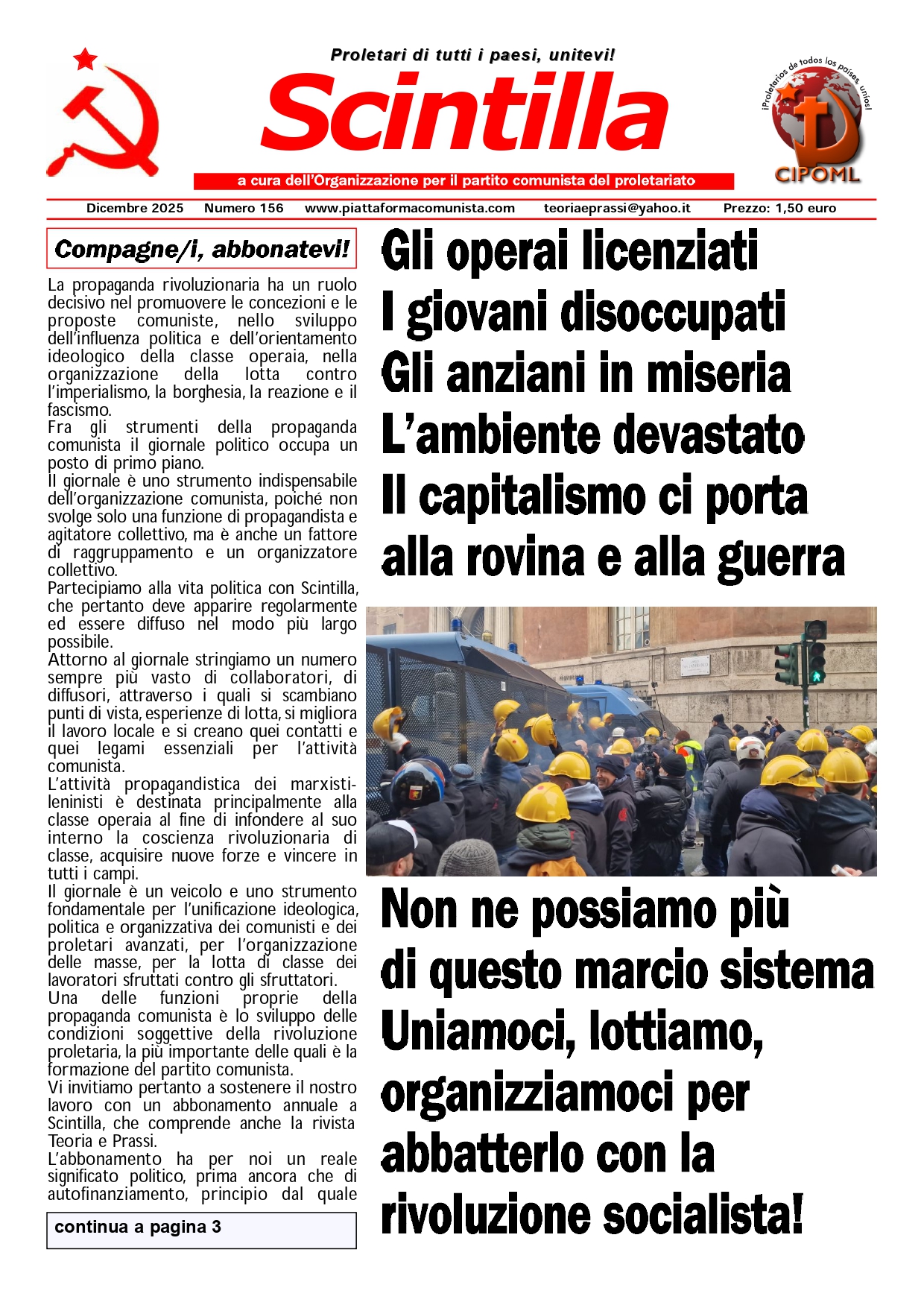 Scintilla n. 156, dicembre 2025 – Organizzazione per il partito ...